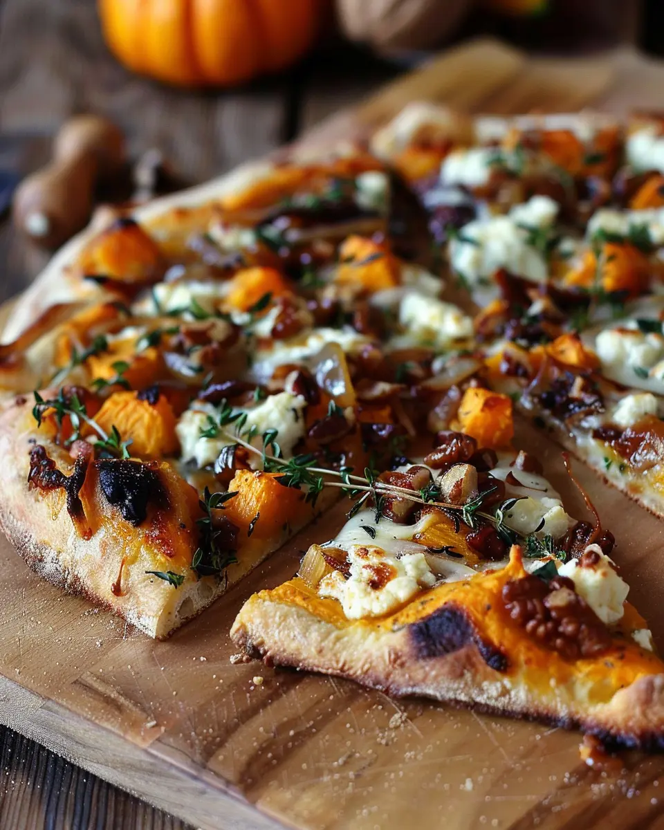 roast pumpkin, caramelized onion and walnut pizza
